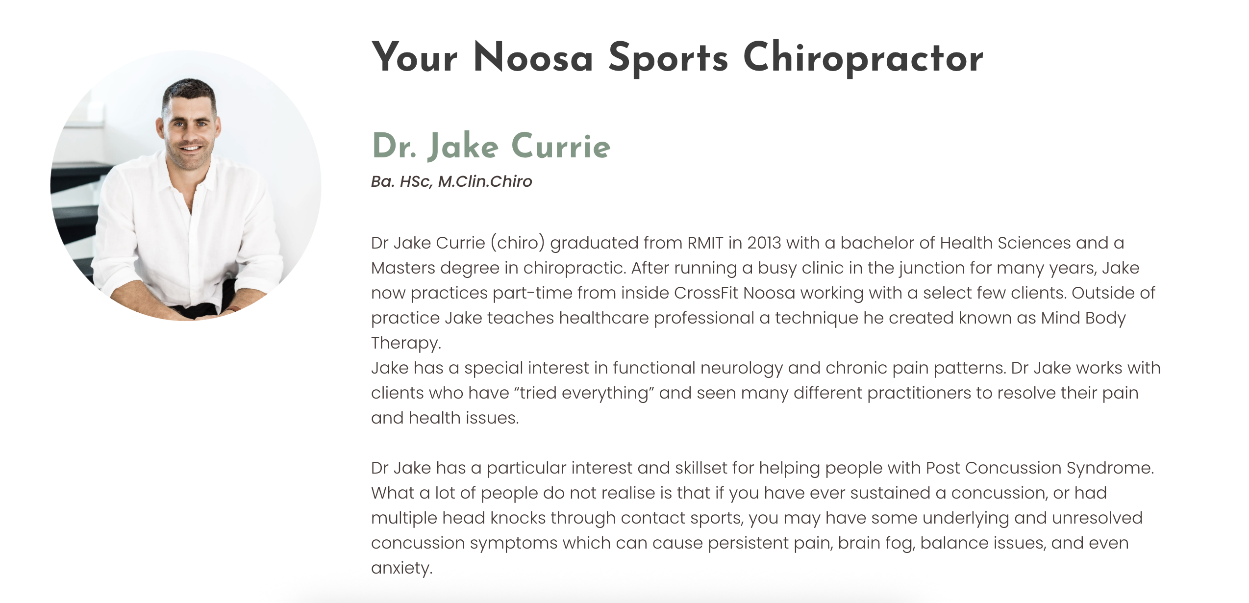 Meet Dr Jake Currie Chiropractor - Noosa Sports Chiropractic