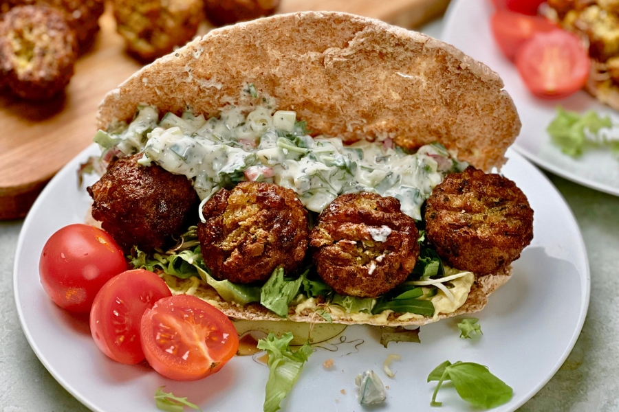 Falafel Pitta with Hummus & Tzatziki: Garlicky Flavour Recipe