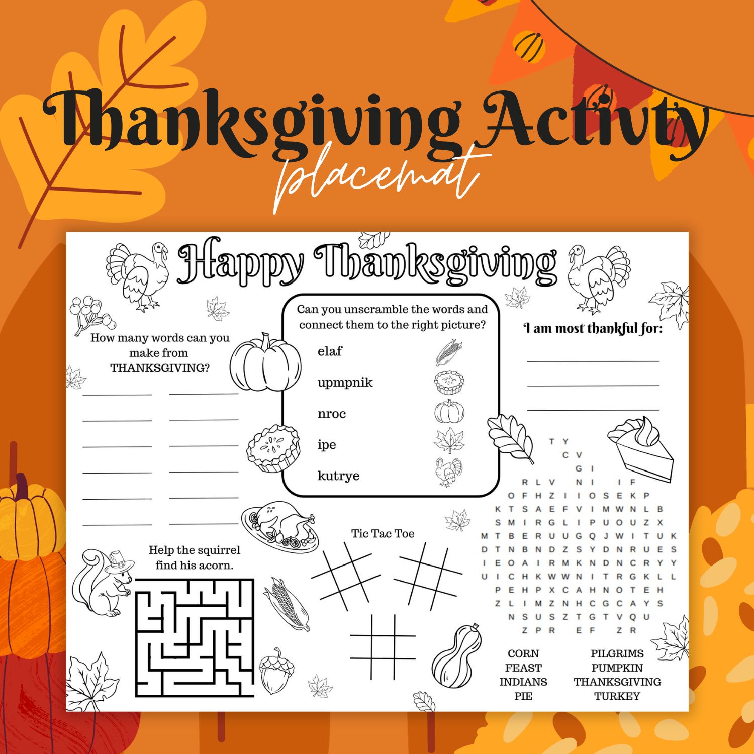 Make Your Dinner Extra Special: Download Our FREE Thanksgiving Placemat!