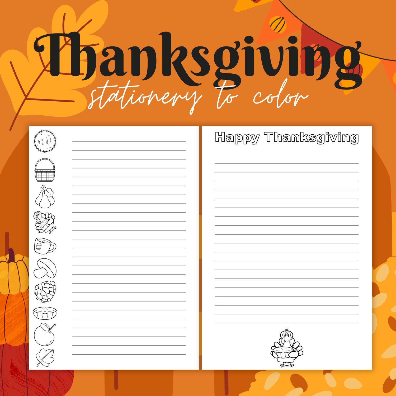 Make Your Turkey Day More Fun with Coloring Stationery!