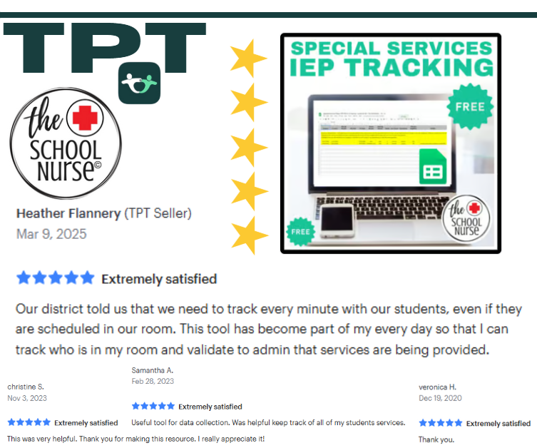 SCHOOL NURSE IEP TRACKING FORM