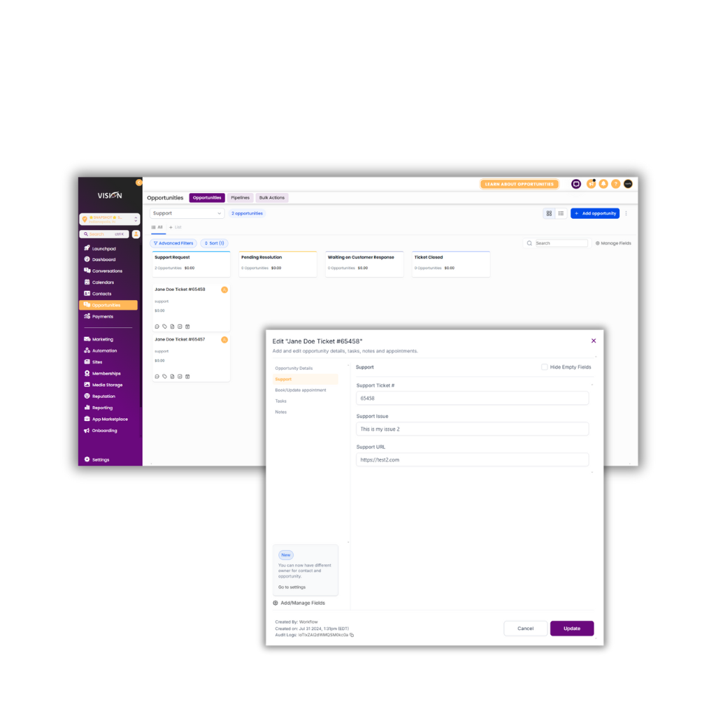 Support Ticketing System Built on High Level