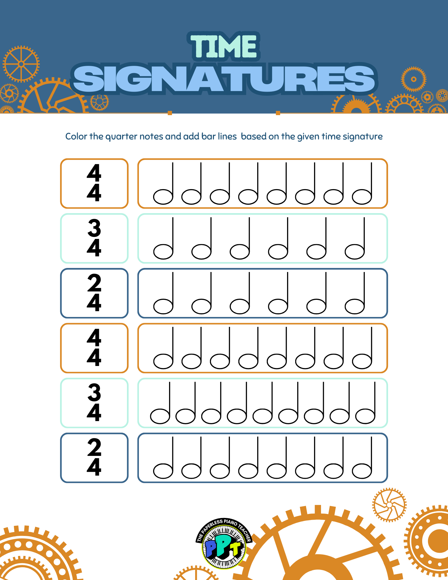 Simple Time Signature Worksheet