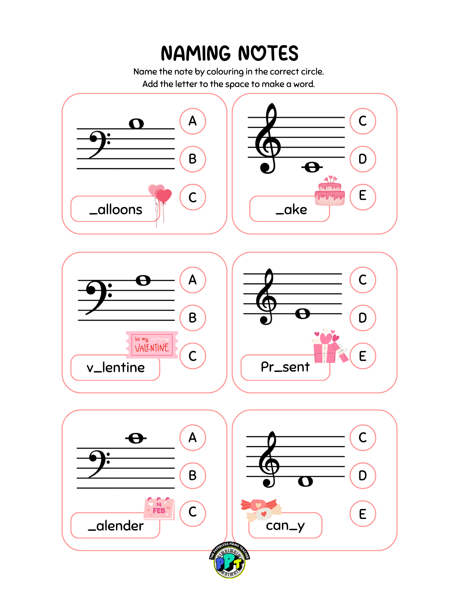 Valentine's Day Piano Lesson Activities