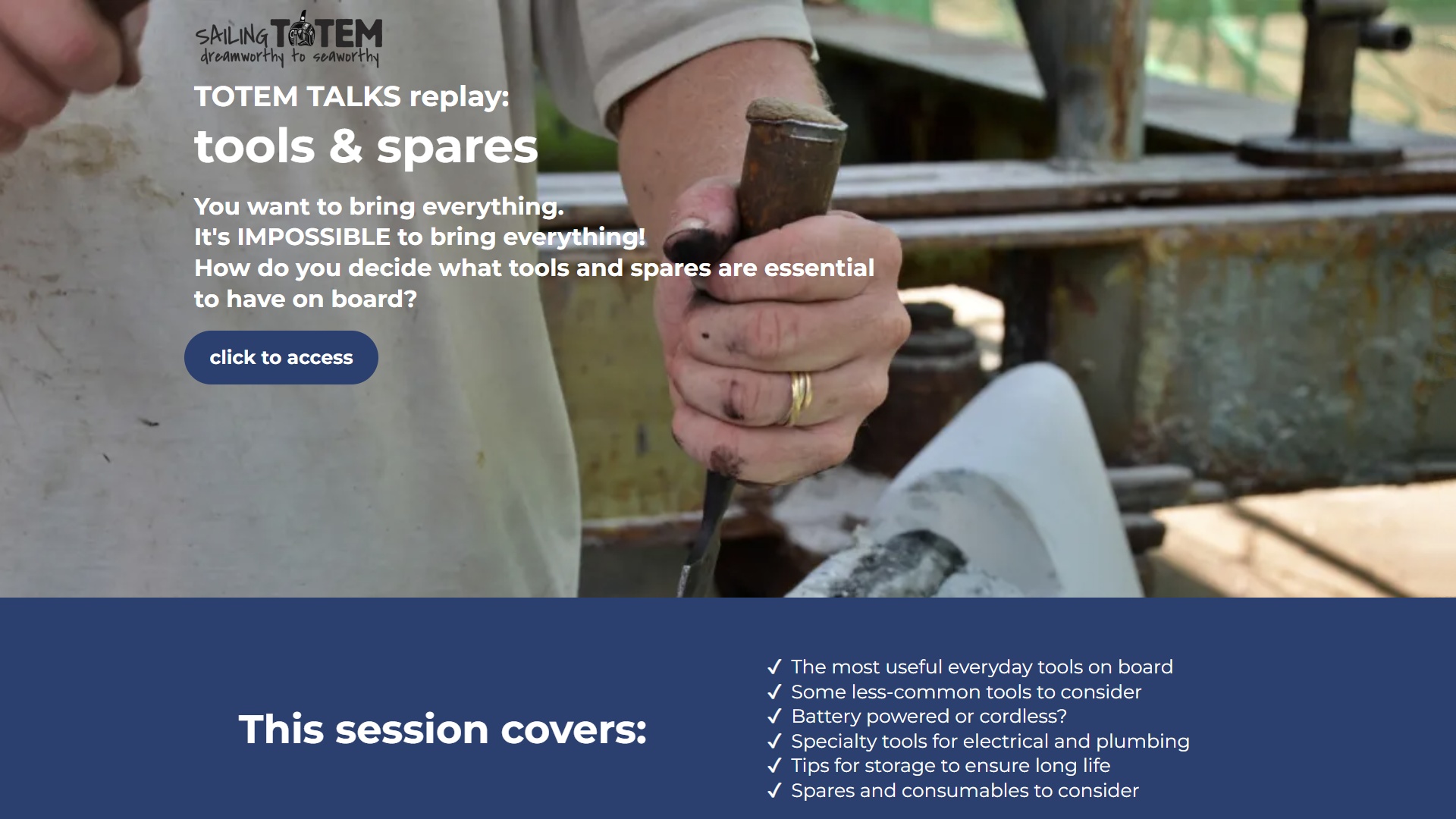 TOTEM TALKS: tools and spares