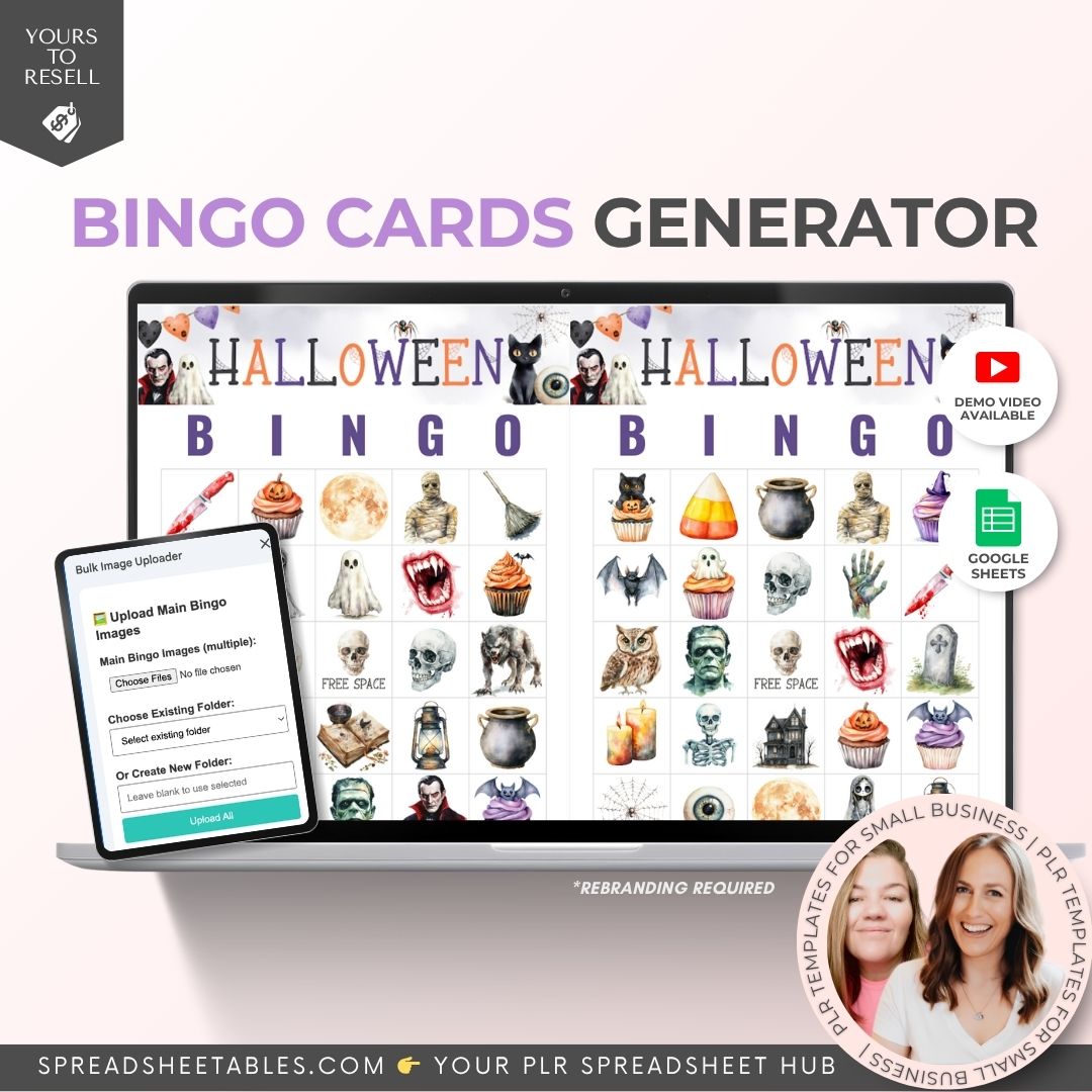 5x5 Bingo Cards Generator 0505 [Bulk Image Upload] PLR Spreadsheet