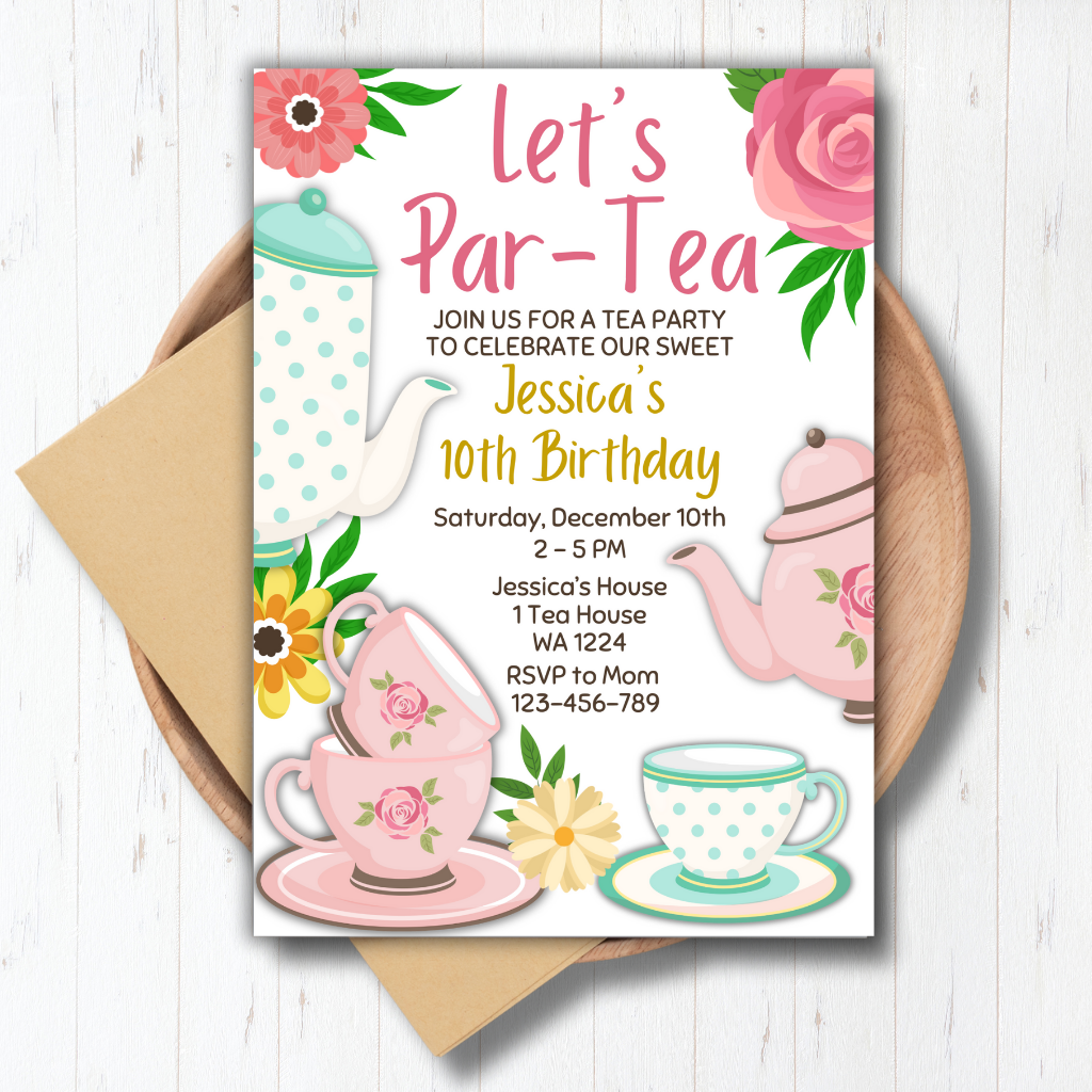Charming Par-Tea Invitation | Customizable Tea Party Digital Download
