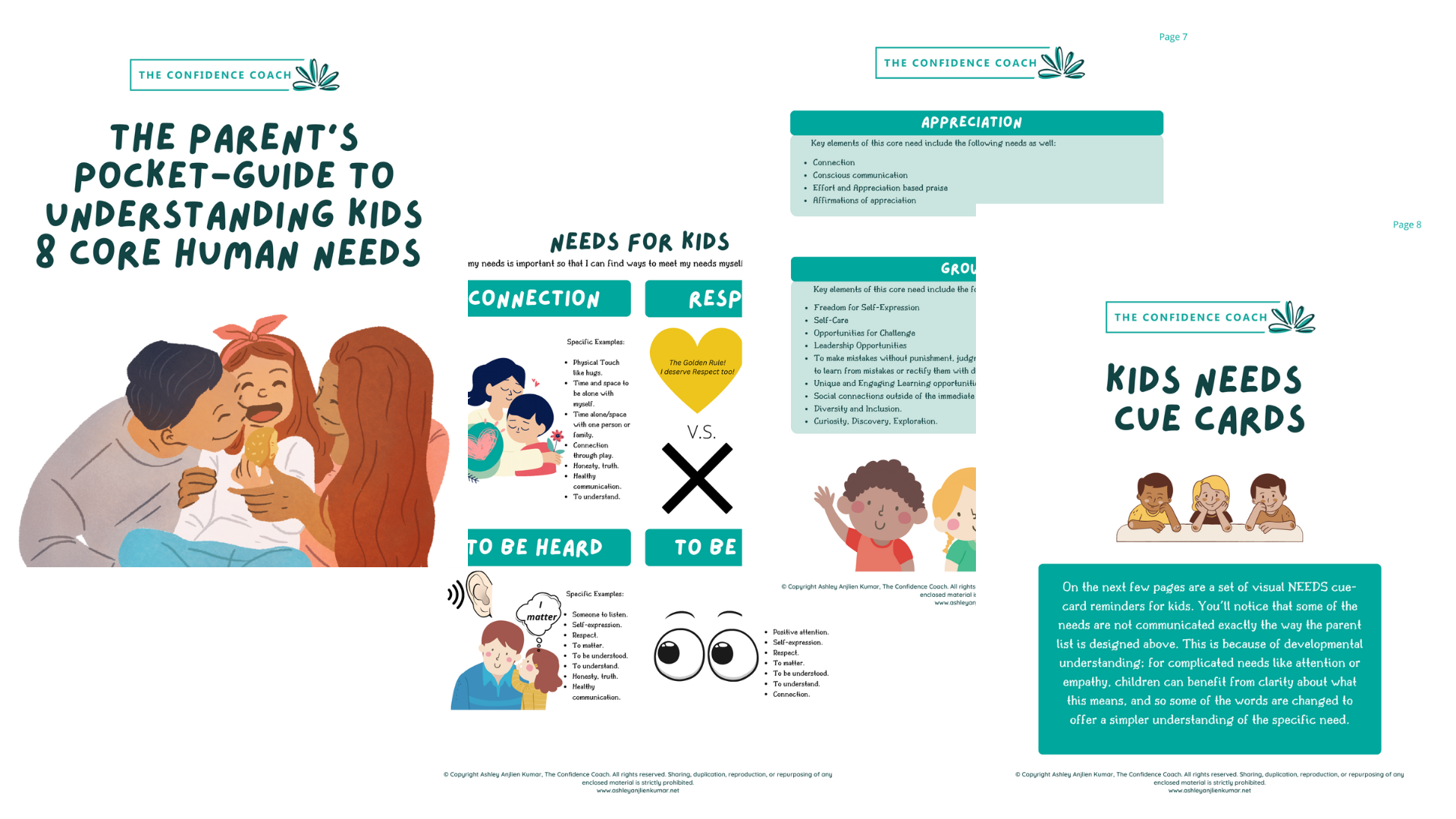 Parent Pocket Guide to Kids Core Human Needs & Kids Needs Cue Cards ...