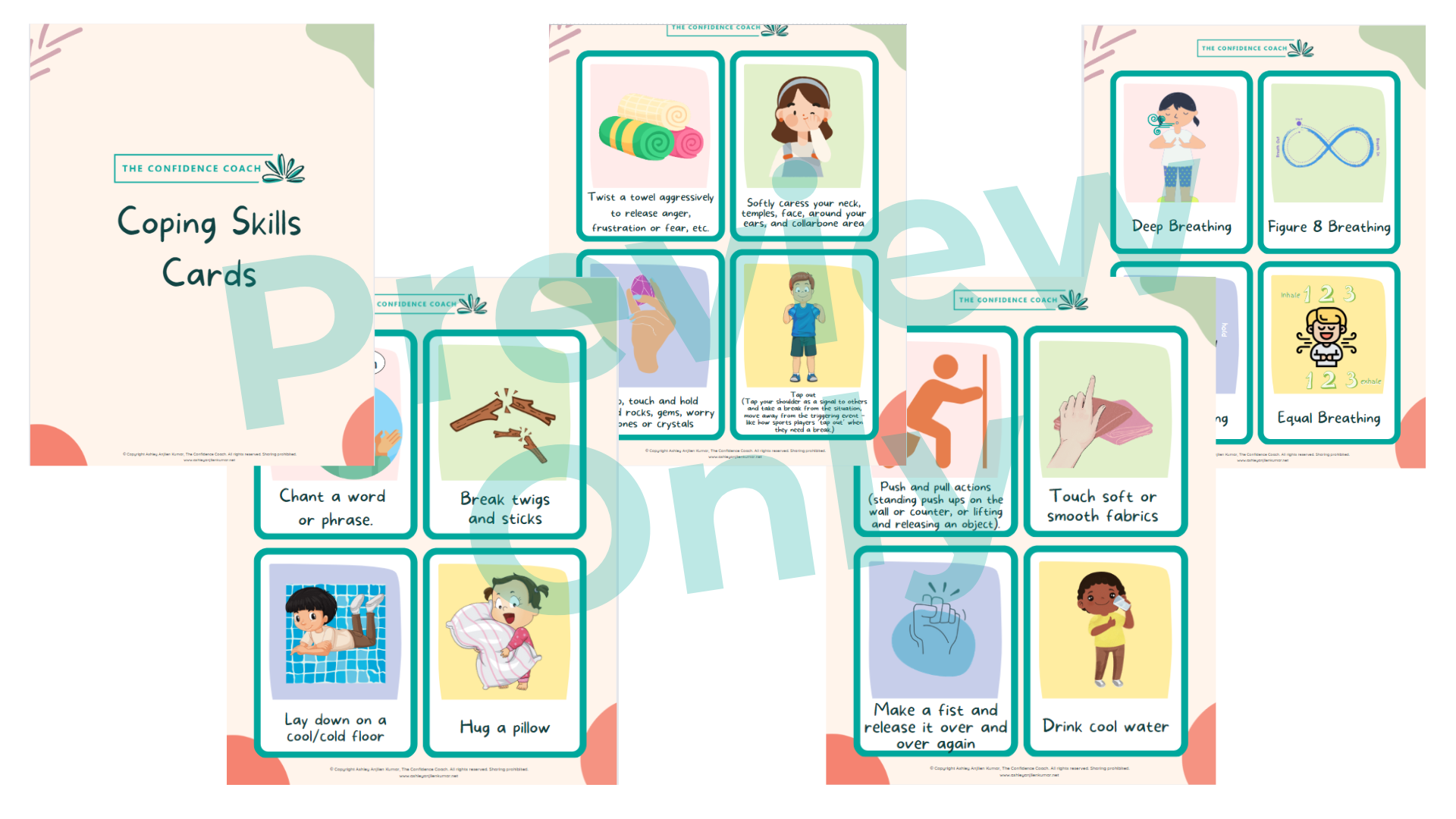 Kids Coping Skills Card Deck for Emotional Regulation