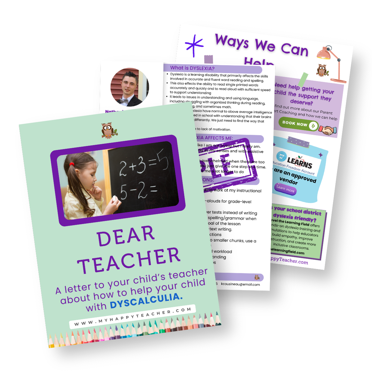 Dyscalculia Dear Teacher Letter