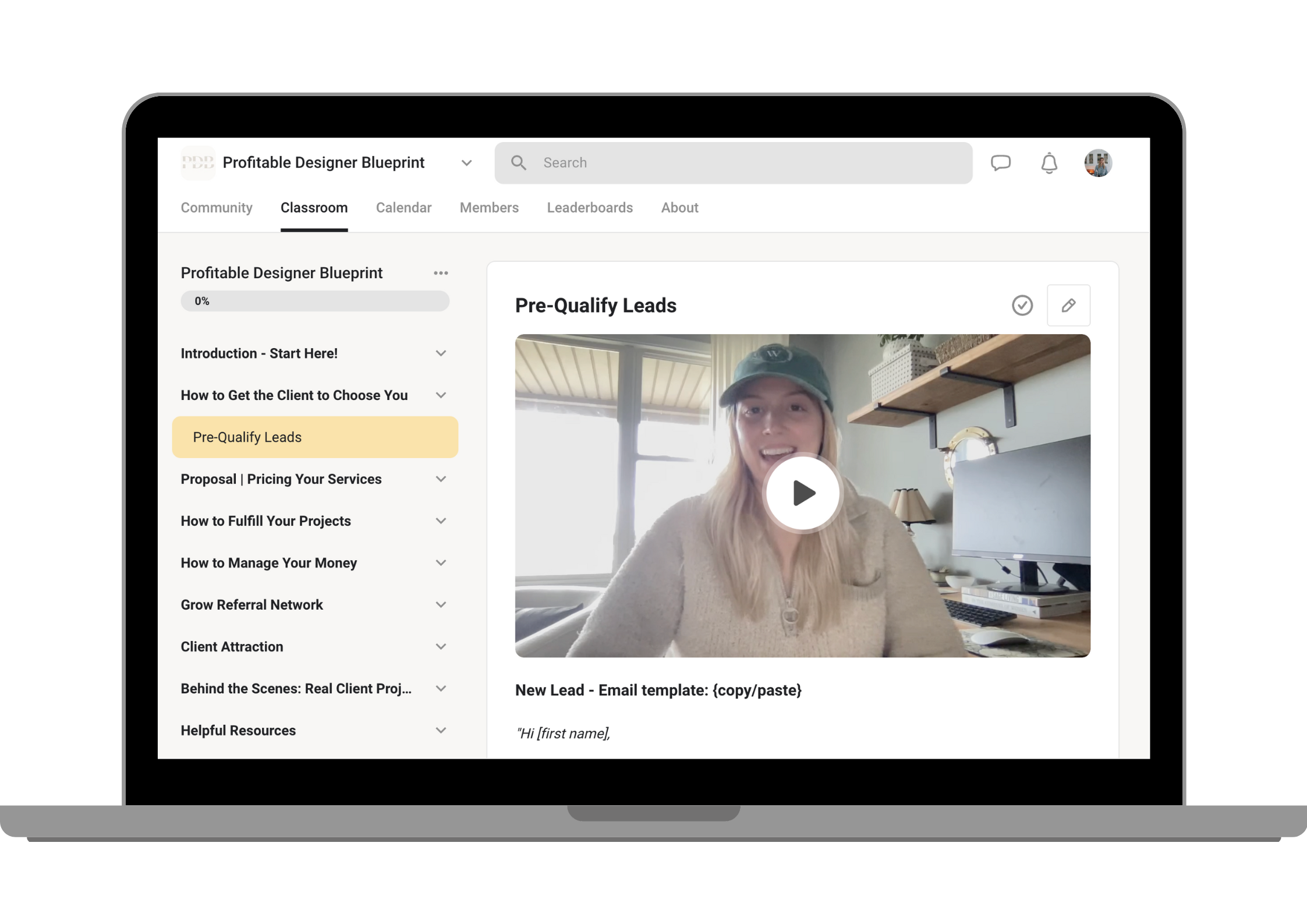 The Profitable Designer Blueprint Content Portal
