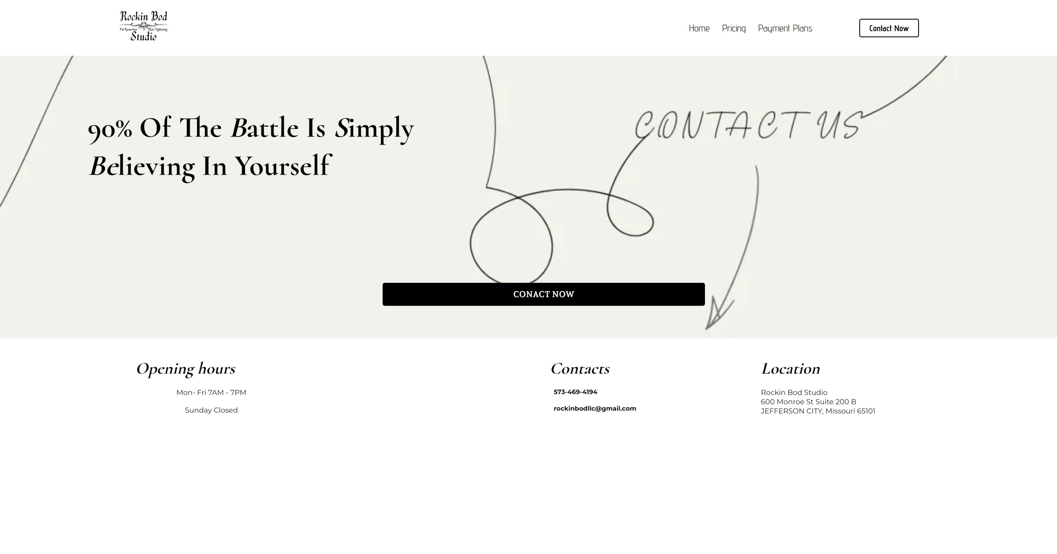 Rockin Bod Studio Contact Page