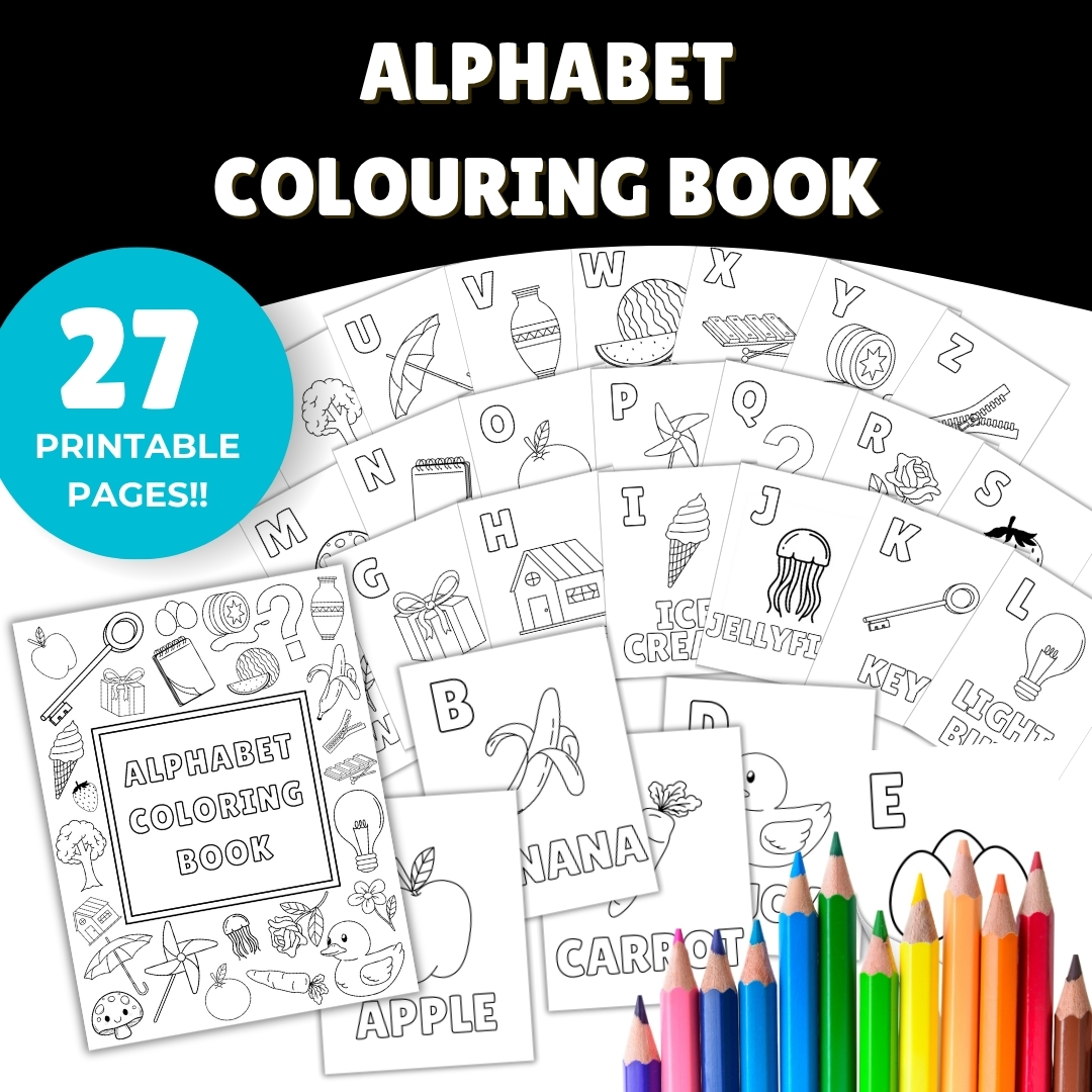 Printable Alphabet Colouring Pages for Kids, Parties and Classrooms
