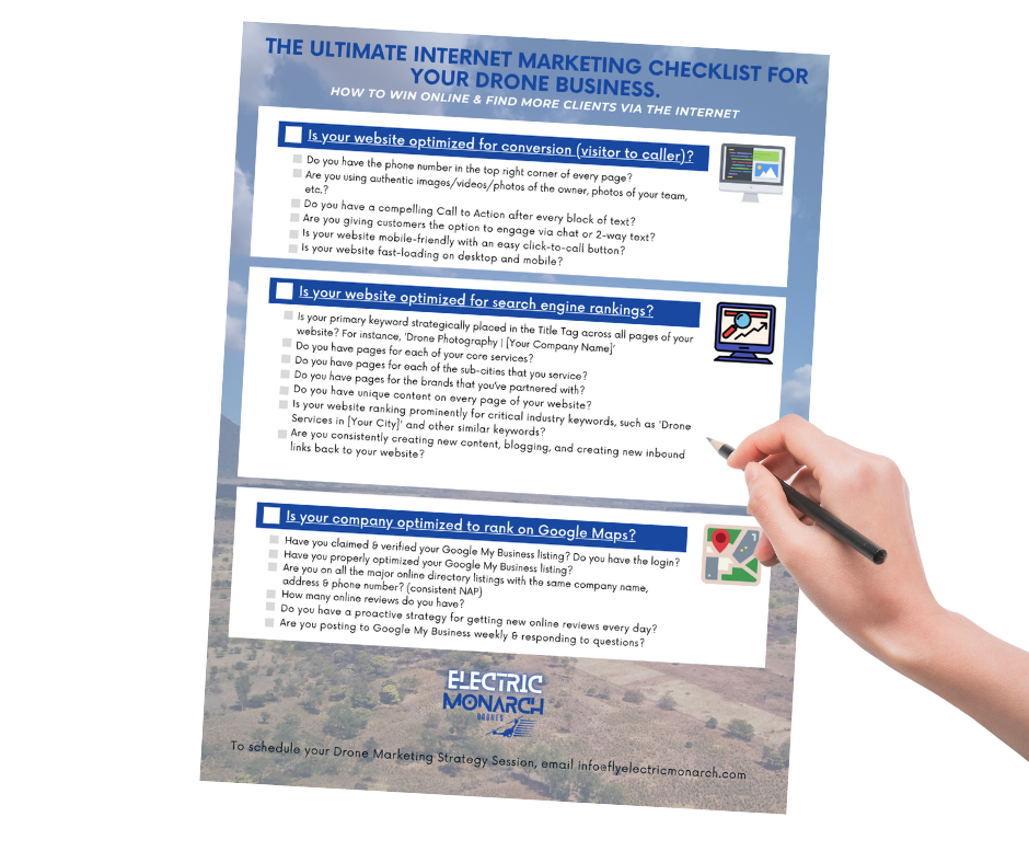 Free Drone Digital Marketing Checklist