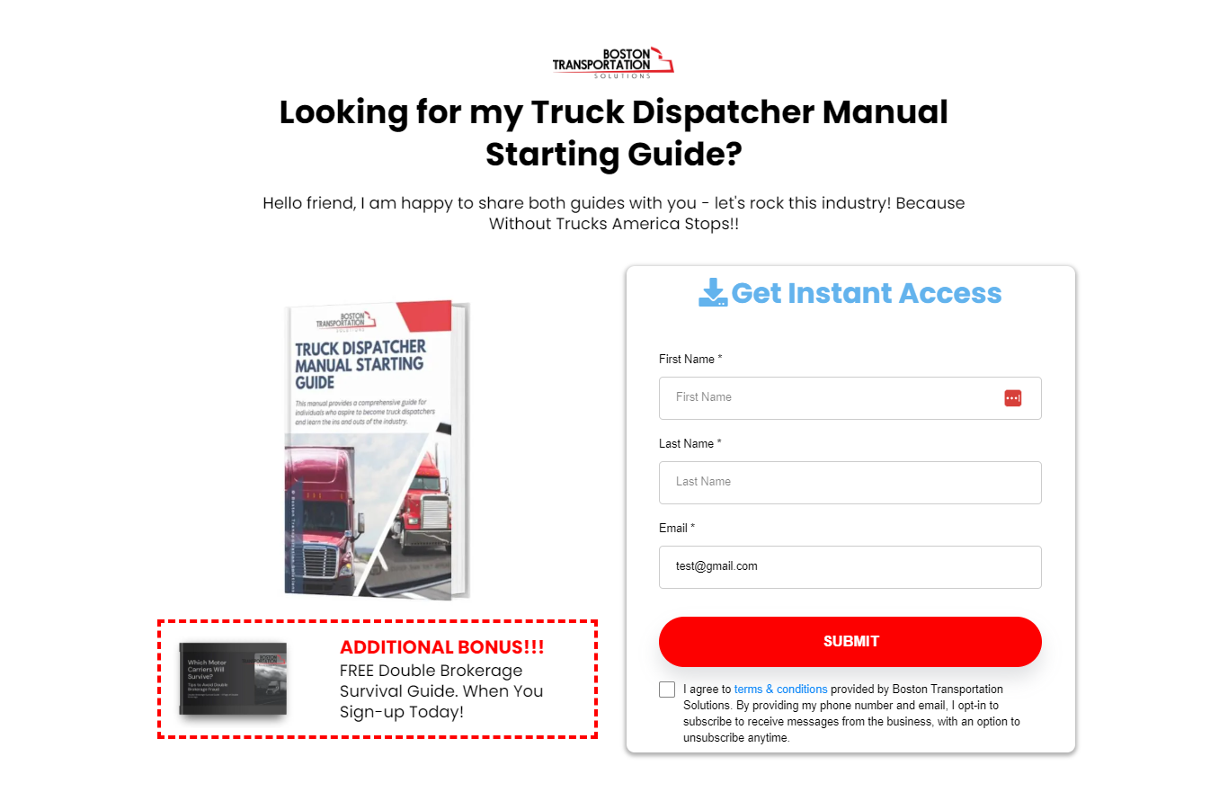 Boston Transportation Solution | Truck Dispatcher Manual Starting Guide