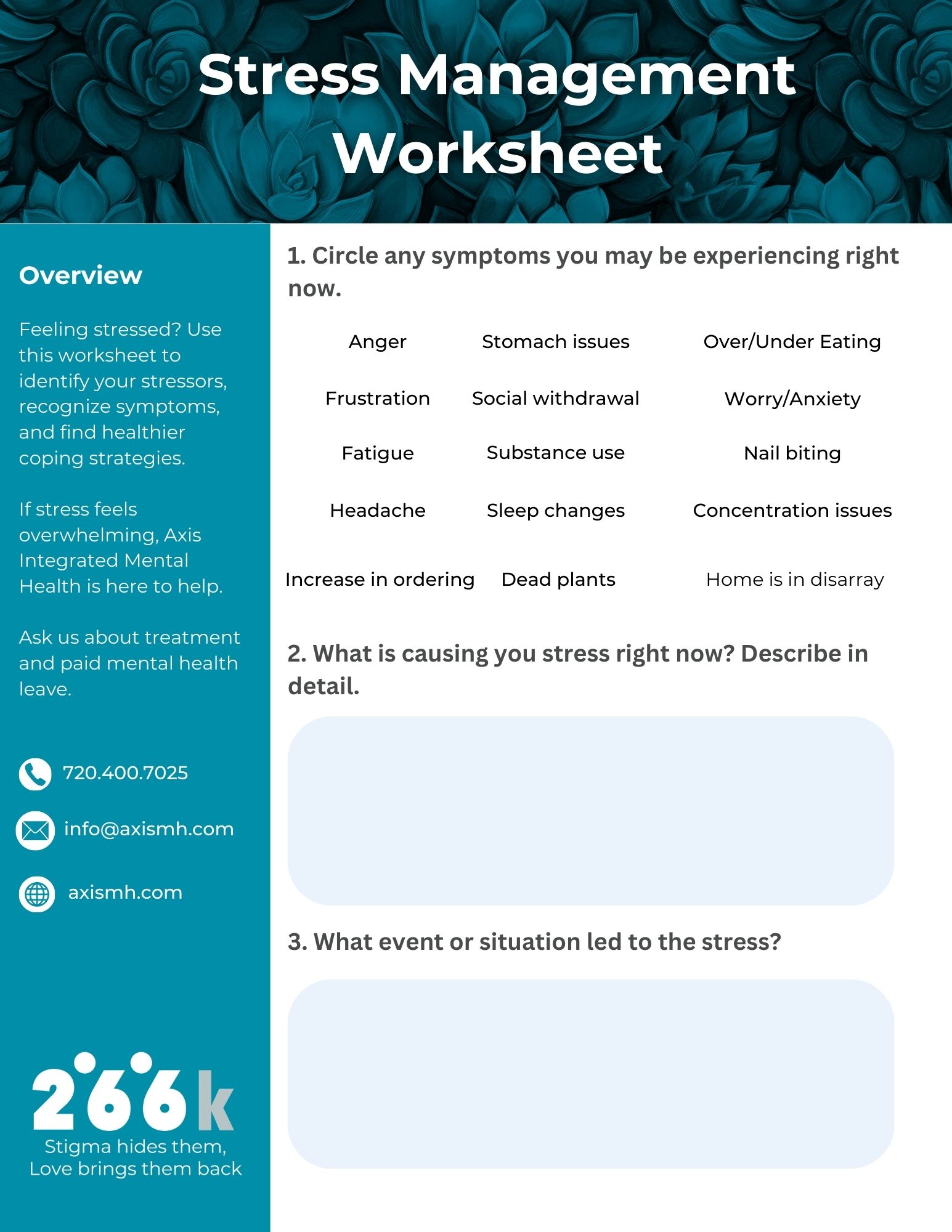 Free Stress Management Worksheet