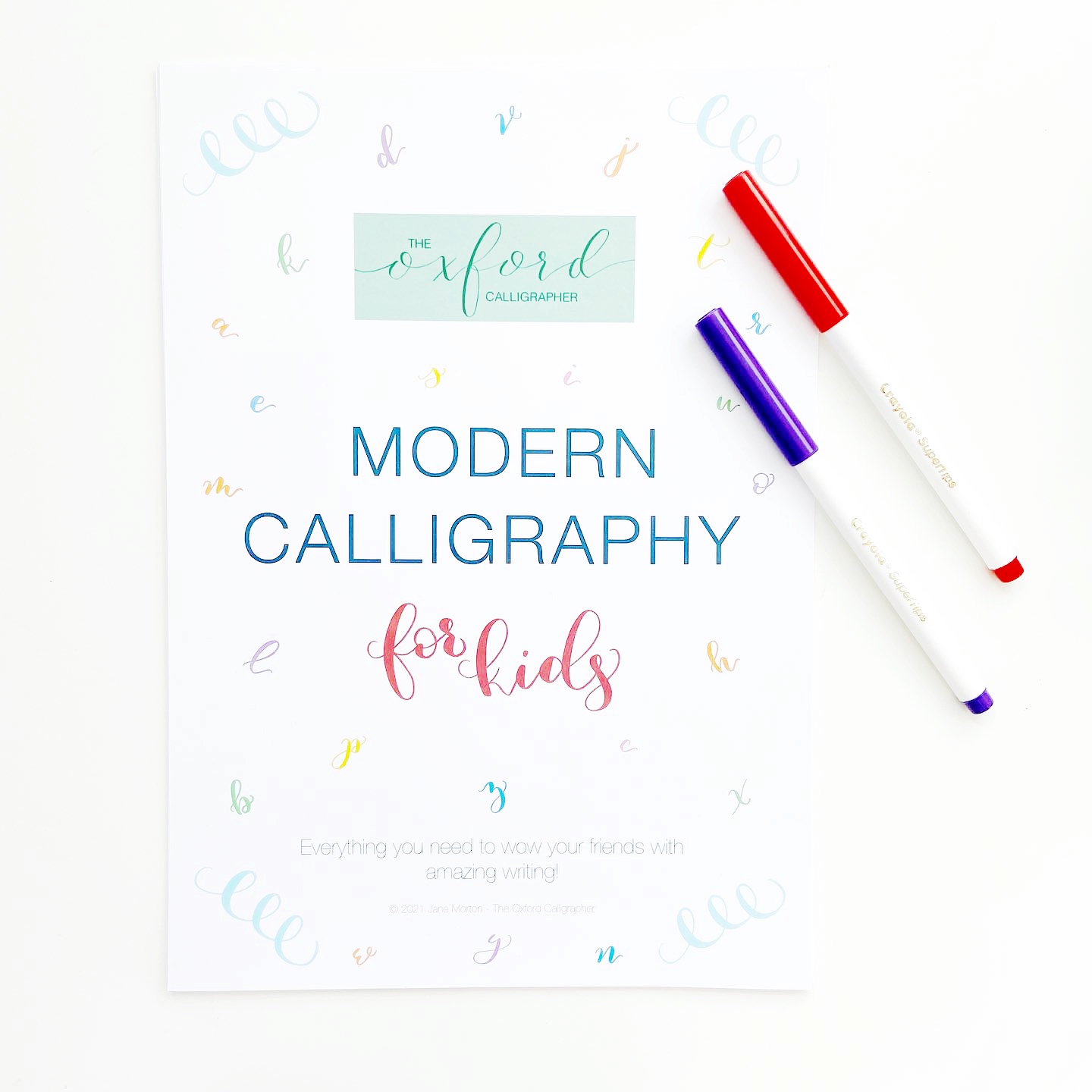 Kids calligraphy workbook - Digital download for children