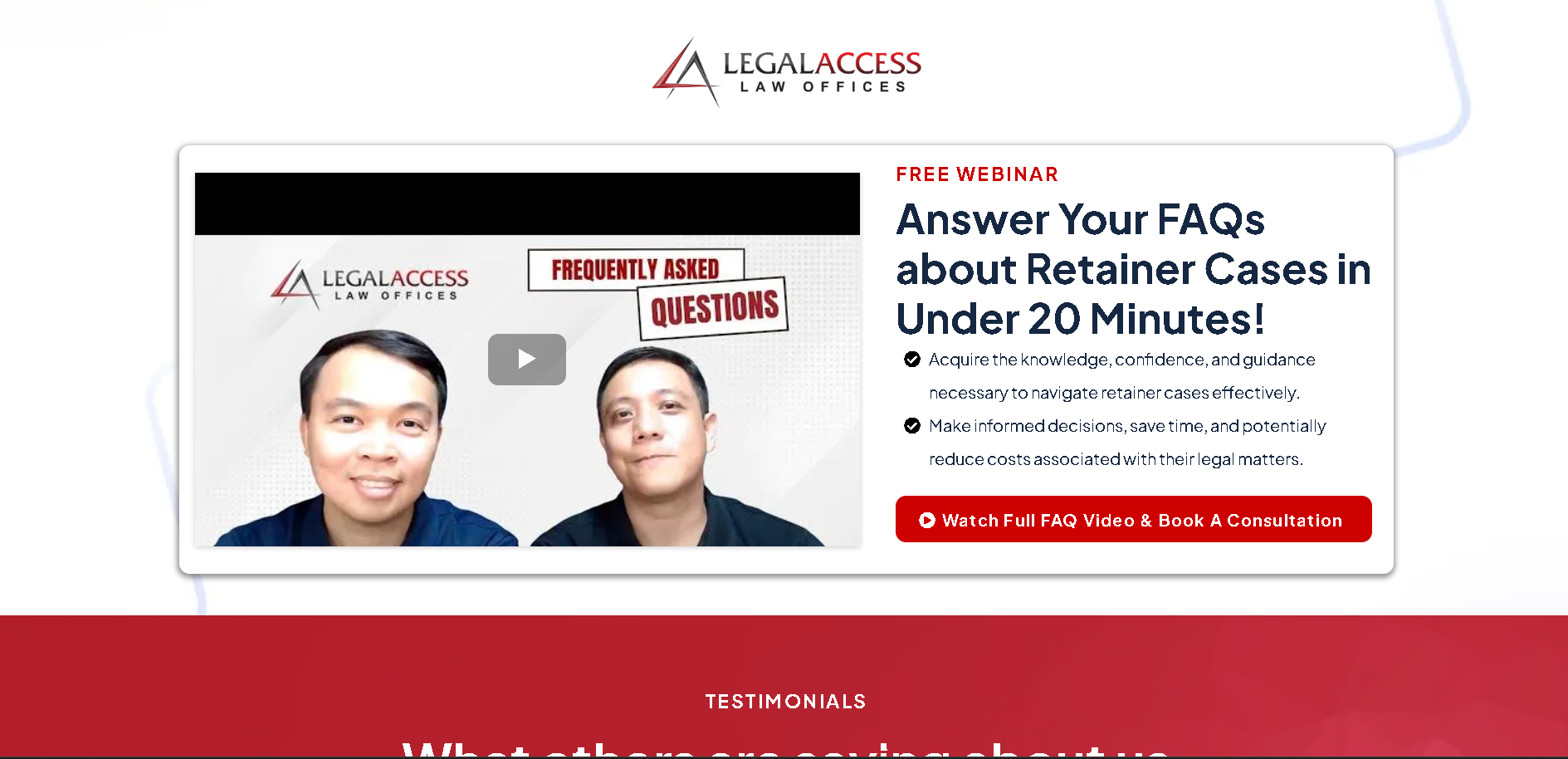 Legal Access | Retainer FAQ Opt-in