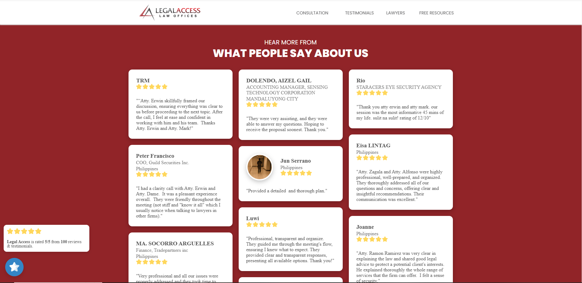 Legal Access Law Offices Testimonial