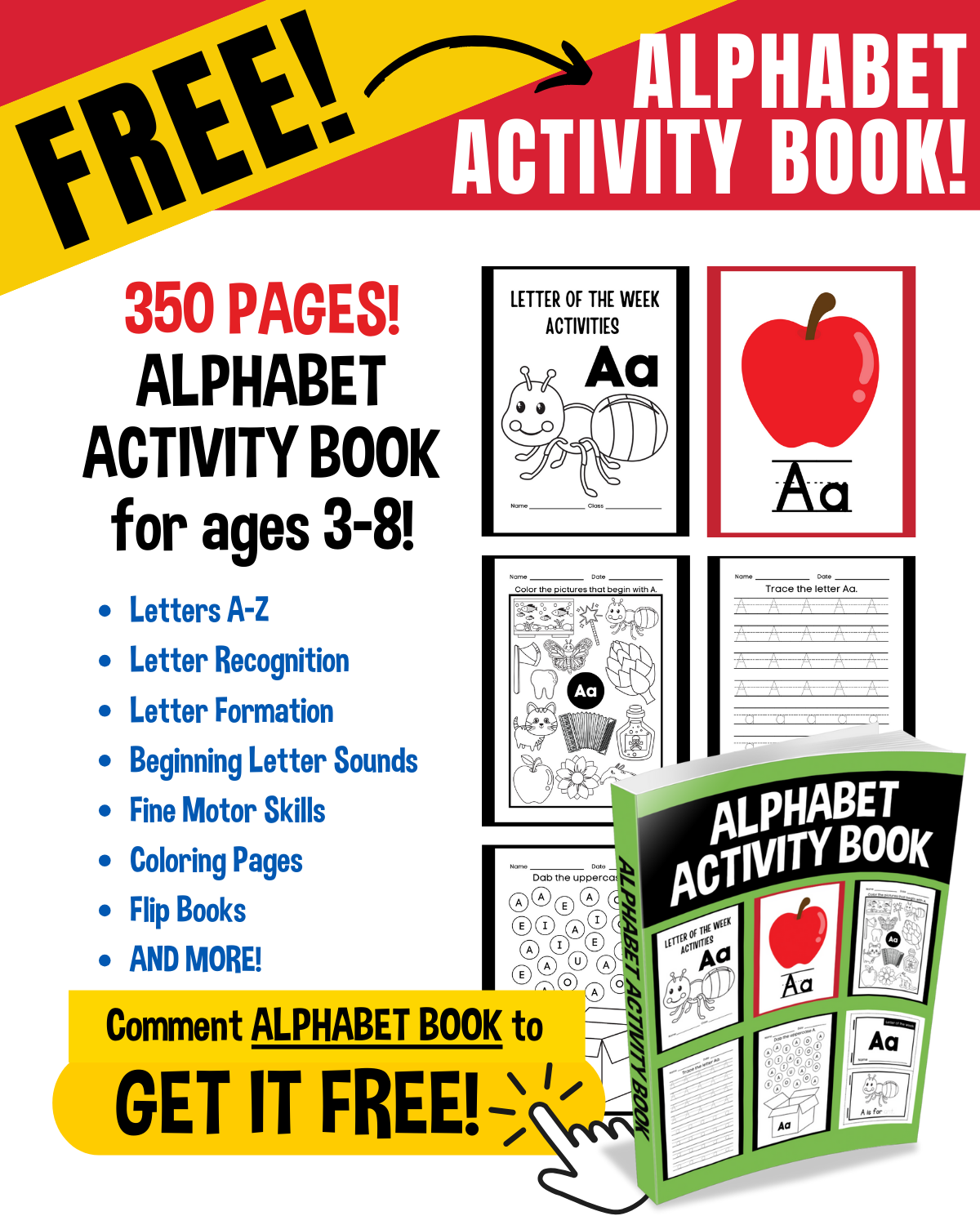 FREE 350-Page ABC Activity Book for Children Ages 3-8