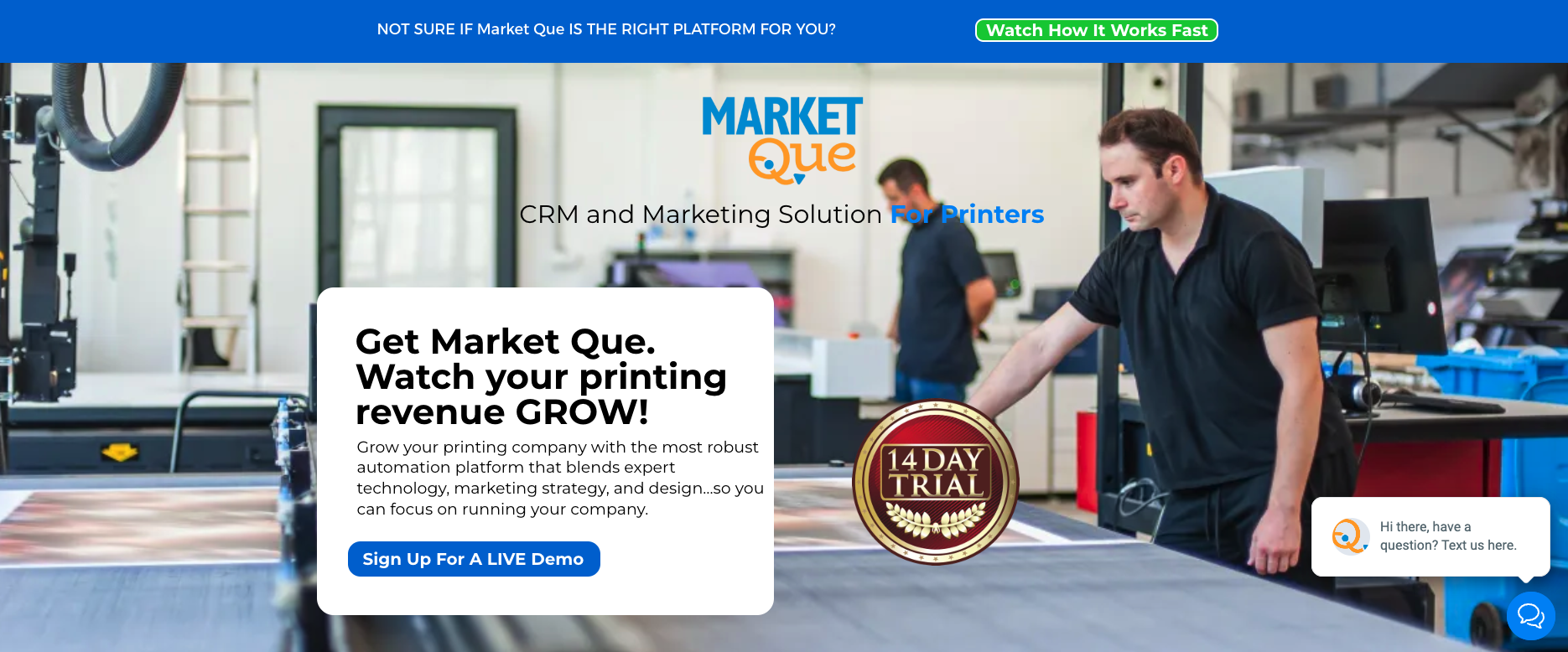Market Que | Get Market Que and Watch Your Printing Revenue Grow!
