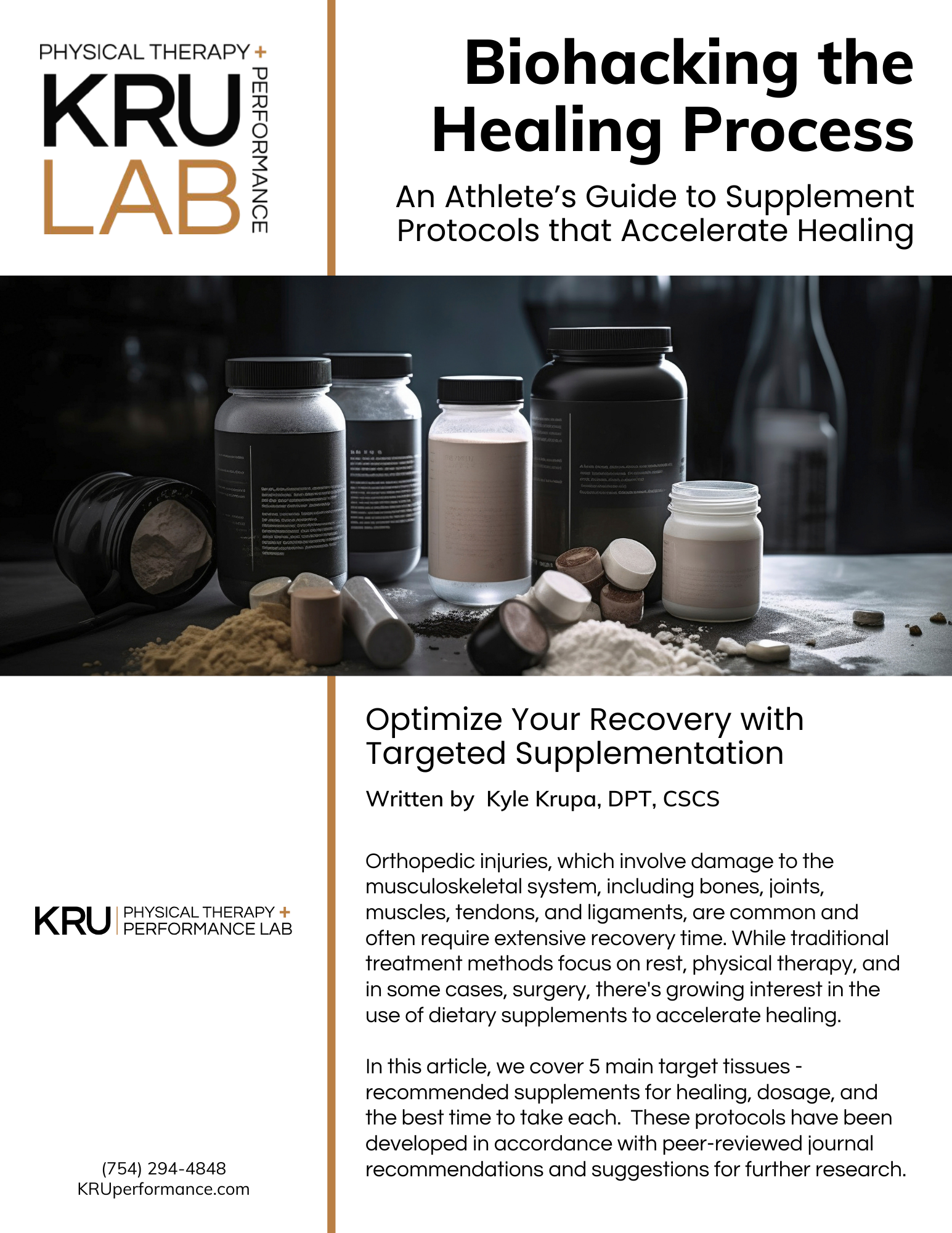 Supplement Protocol Guide for Recovery | KRU PT + Performance Lab