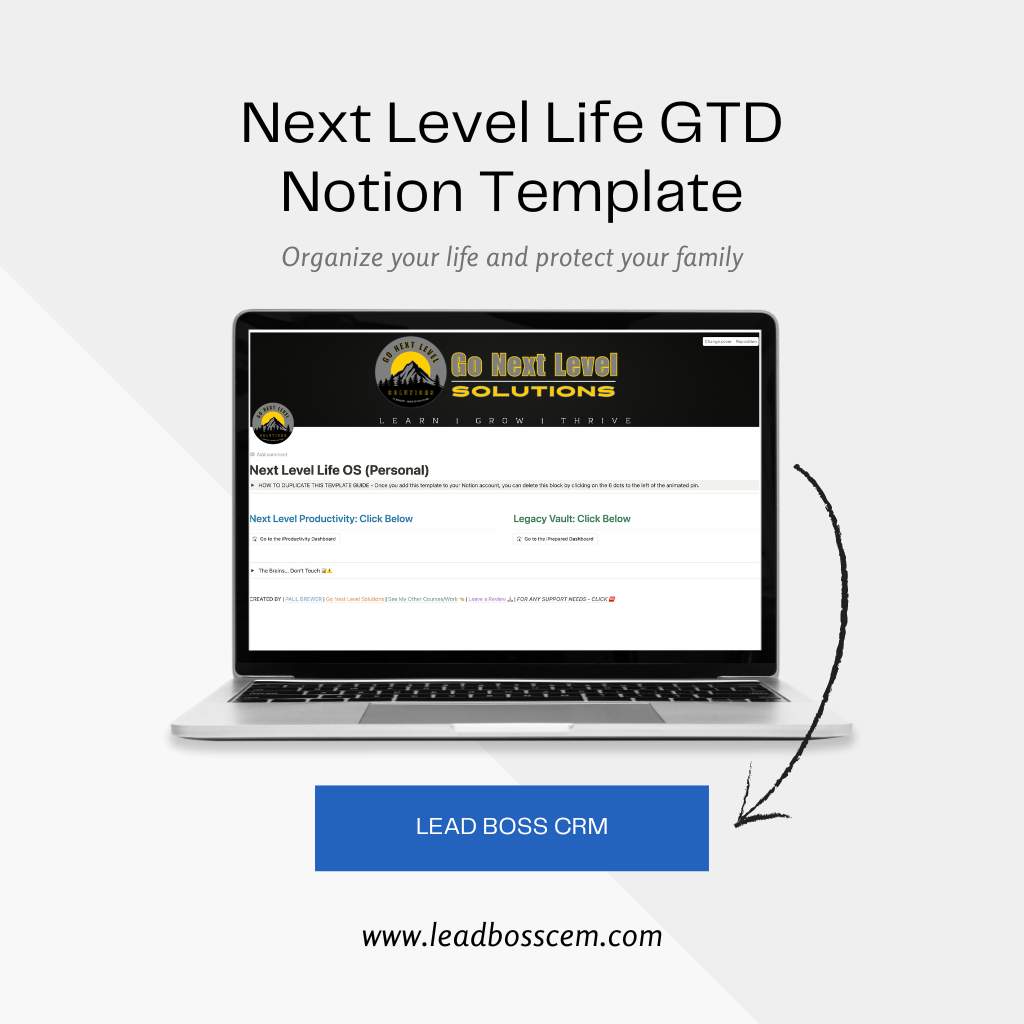 Next Level Life GTD & Emergency Binder Notion Template