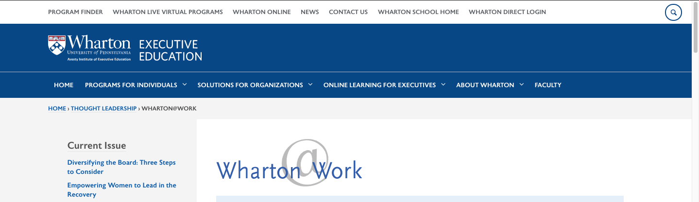 “Change Your Questions…” to be featured in Wharton Newsletter