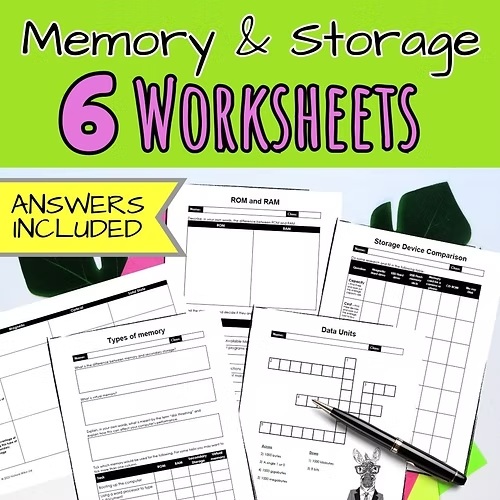 Memory and Storage Worksheets