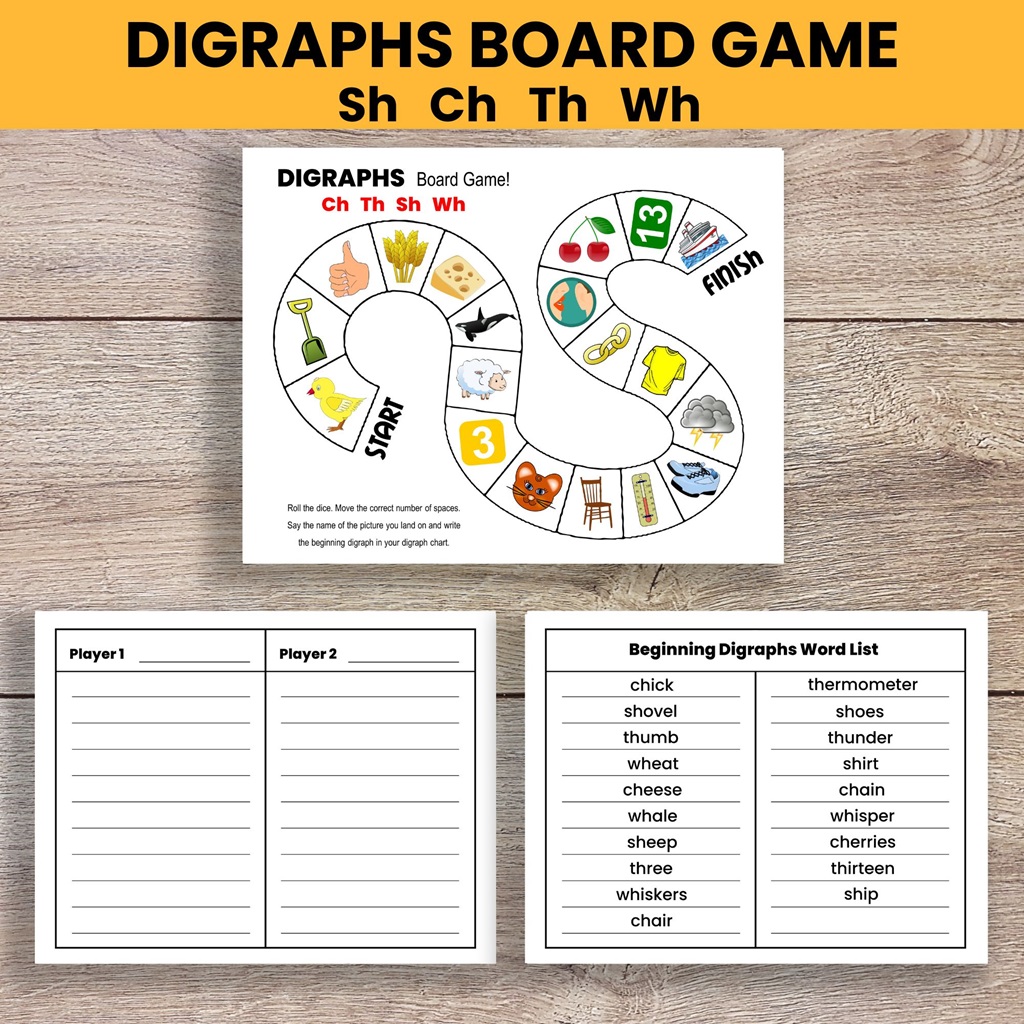 Digraph Board Game sh ch th wh