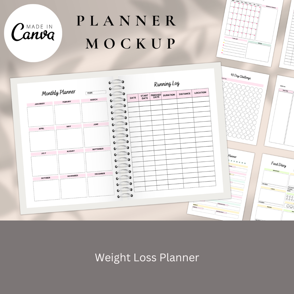 Editable Weight Loss Planner Canva Template for KDP Interiors