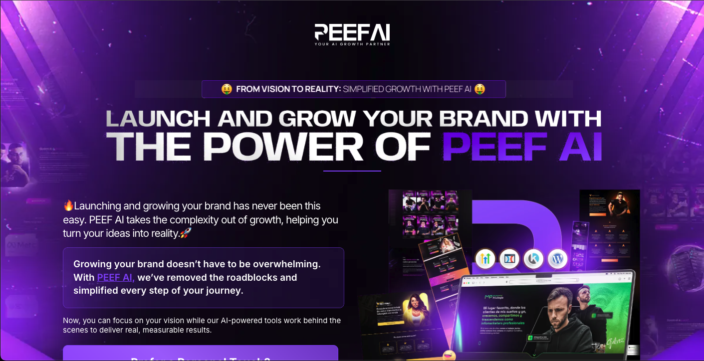 Launch and Grow your Brand with the power of PEEF AI.