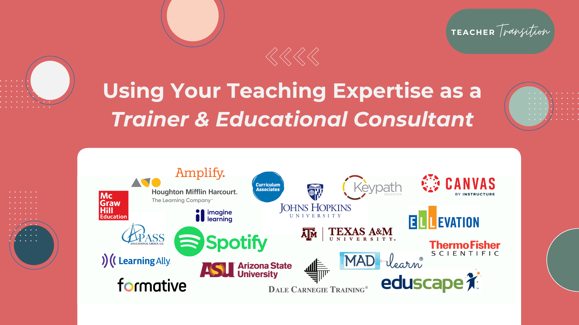 From Teacher to Trainer and Educational Consultant Workshop