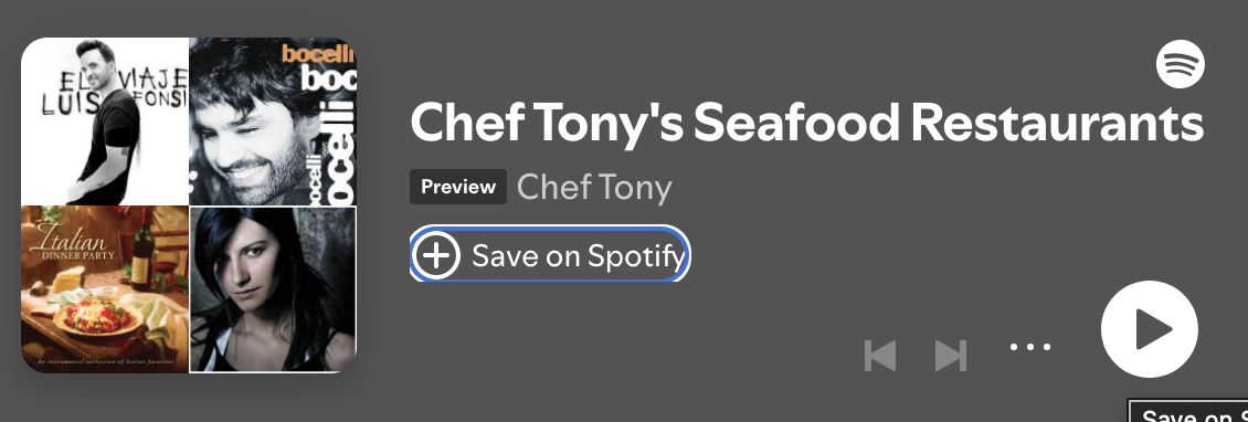 Chef Tony's Bethesda - The Music