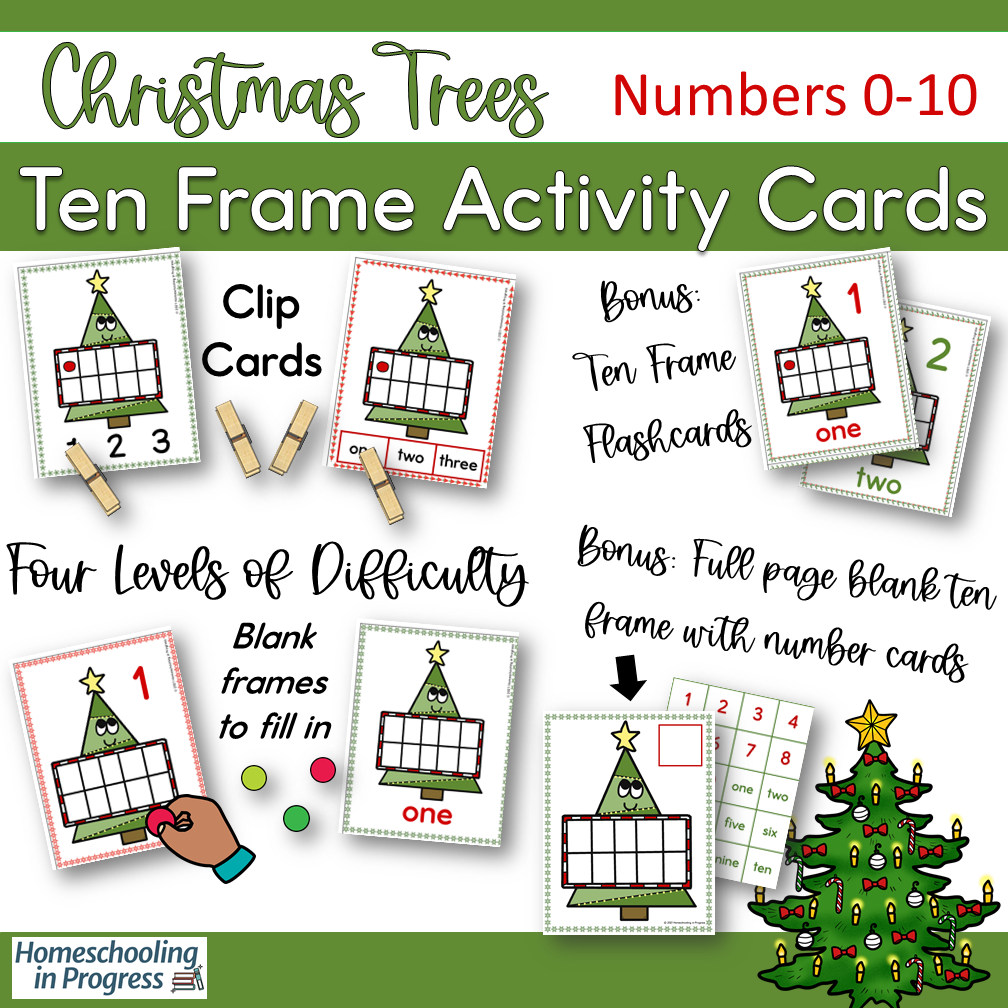 Christmas Tree Ten Frame Task Cards