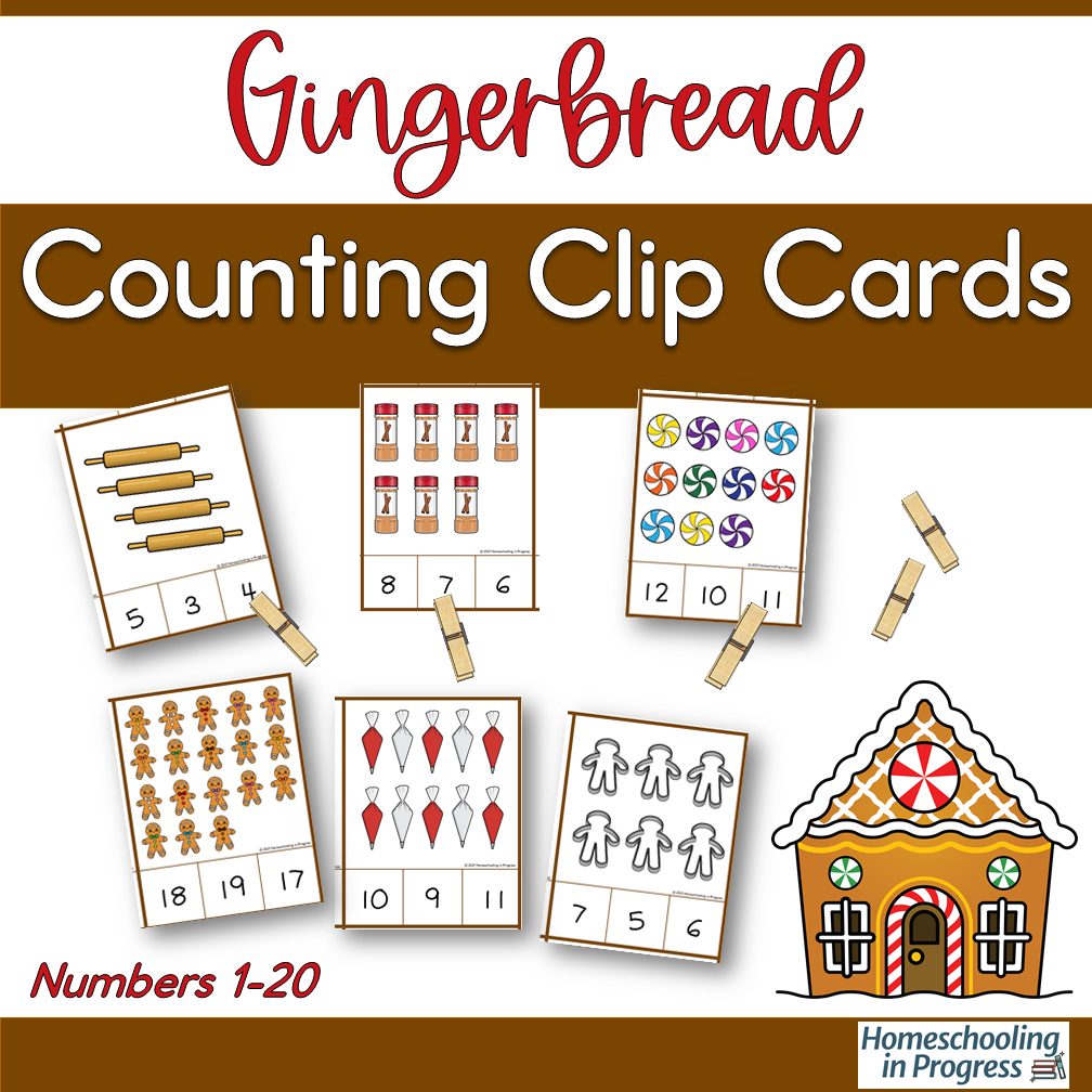 Gingerbread House Counting Clip Cards