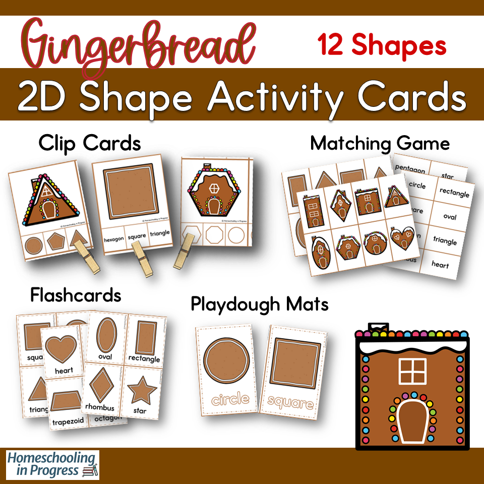 Gingerbread House 2D Shape Cards