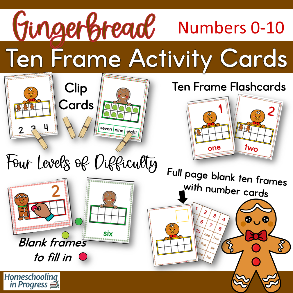 Gingerbread Houses Ten Frame Activity Cards