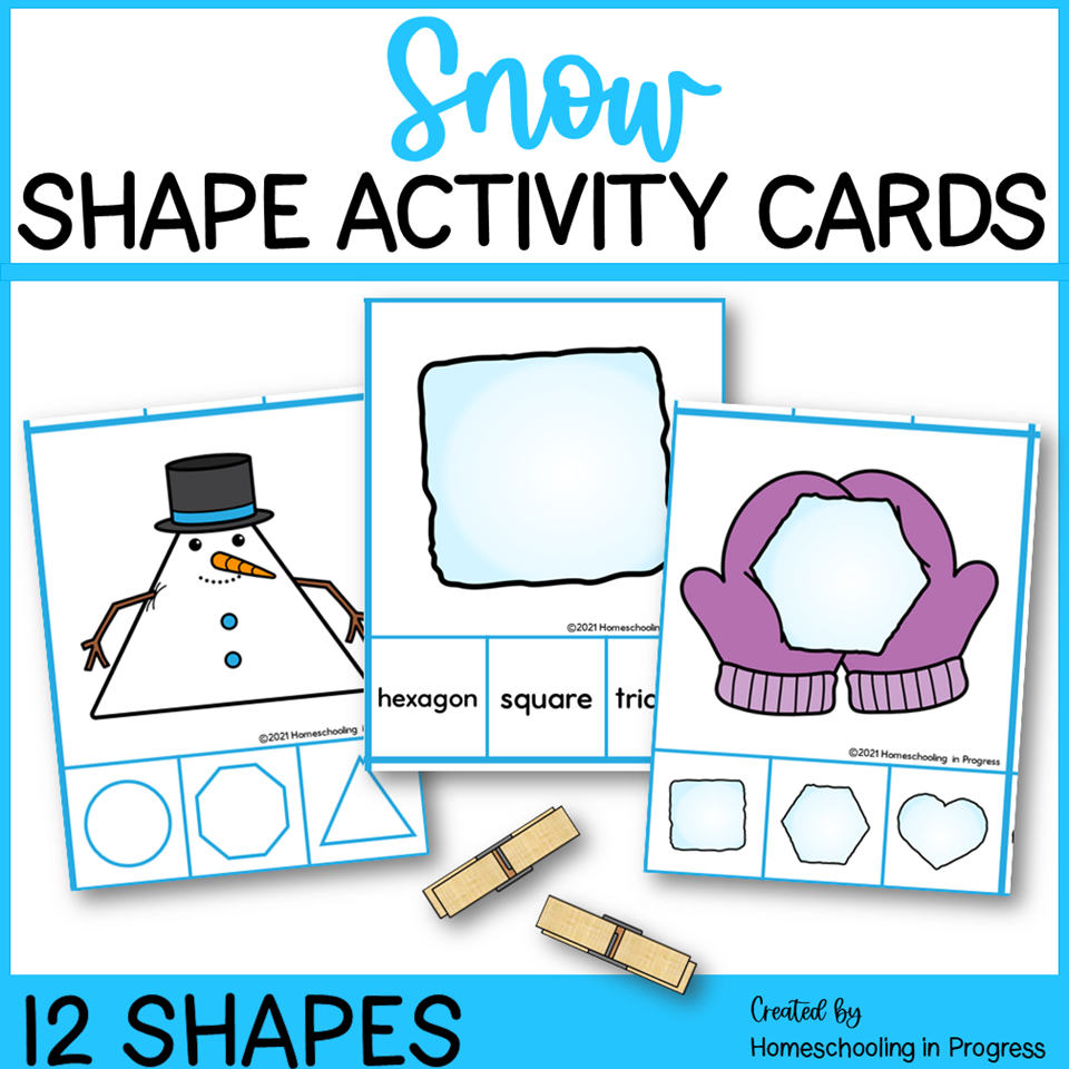 Winter Snow 2D Shape Activity Cards