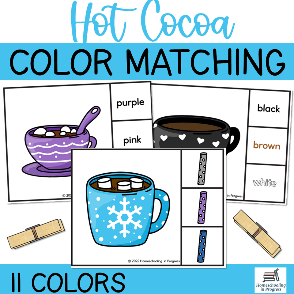 Hot Cocoa Color Matching Cards