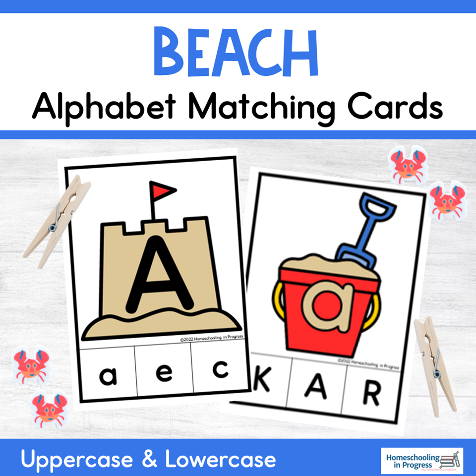 Beach Alphabet Matching Clip Cards