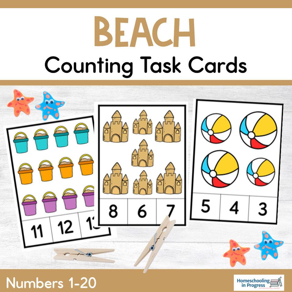 Beach Counting Task Cards