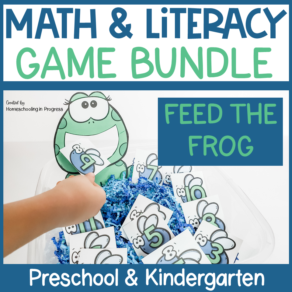 Math & Literacy Games for Preschoolers: Feed the Frog Bundle