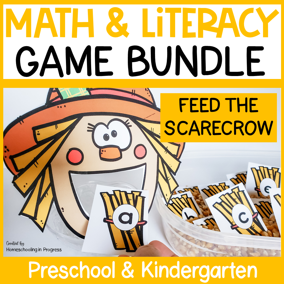 Math & Literacy Games for Preschool & Kindergarten: Feed the Scarecrow