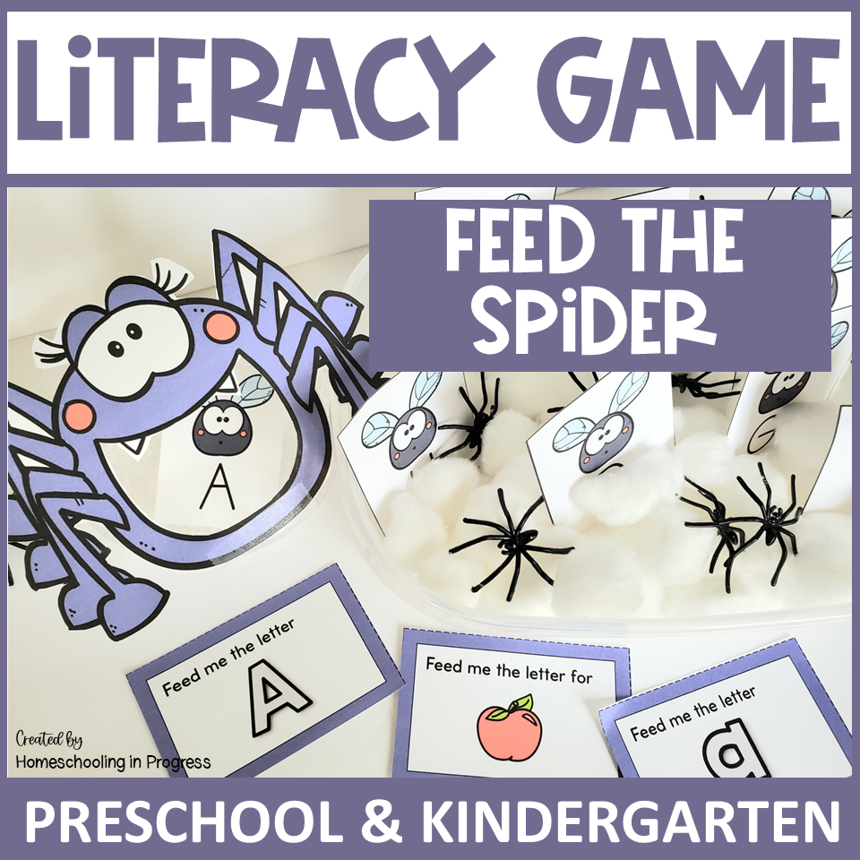 Alphabet & Beginning Sound Literacy Game for PreK & K: Feed the Spider