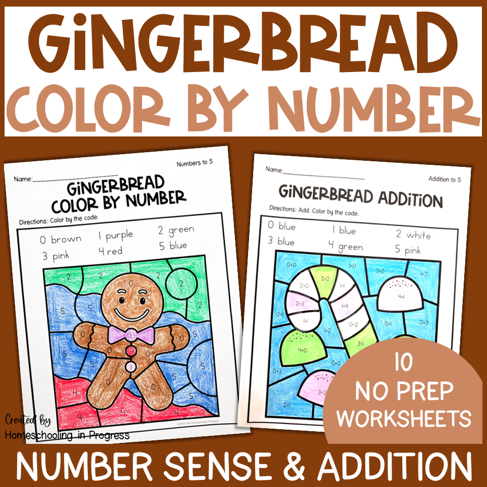 Gingerbread Color by Code Number Sense to 20 + Addition to 10