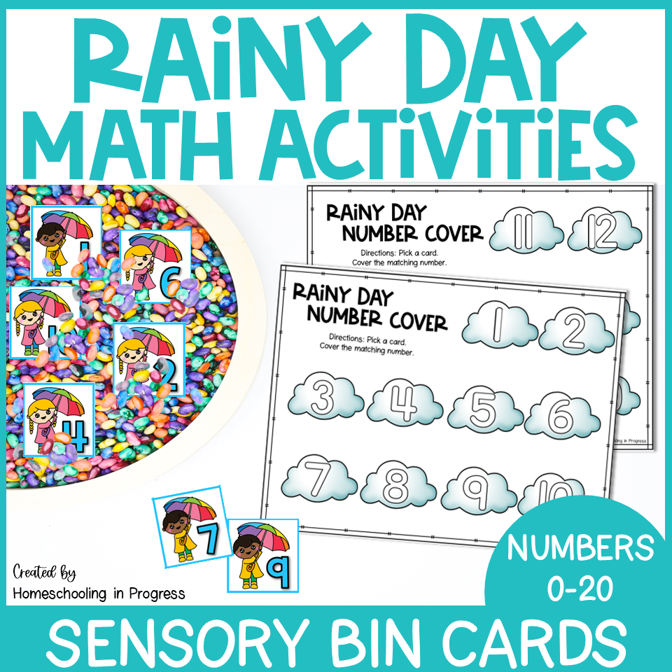Weather Rainy Day Sensory Bins Counting Activities for Preschool