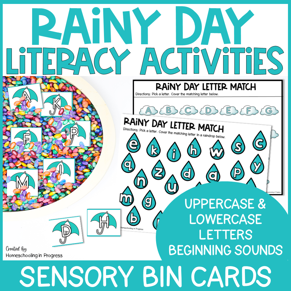 Weather Rainy Day Sensory Bins Alphabet Activities for Preschool