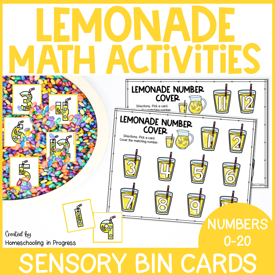 Summer Lemonade Sensory Bins Counting Activities for Preschool