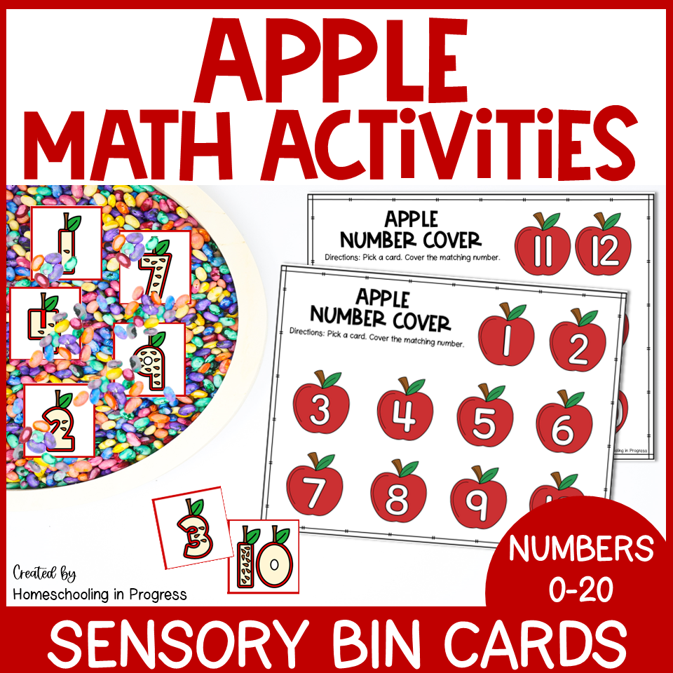 Apple Sensory Bins Counting Activities for Preschool & Kindergarten